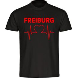 multifanshop Kinder T-Shirt - Freiburg - Herzschlag - Druck rot - Kind