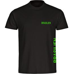 multifanshop Kinder T-Shirt - Brasilien - Brust & Seite - Druck gelb - Kind