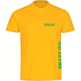 multifanshop Kinder T-Shirt - Brasilien - Brust & Seite - Druck gr&uuml;n - Kind