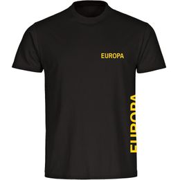 multifanshop Kinder T-Shirt - Europa - Brust & Seite - Druck gelb - Kind