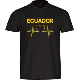 multifanshop Kinder T-Shirt - Ecuador - Herzschlag - Druck gelb - Kind