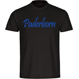 multifanshop Kinder T-Shirt - Paderborn - Schriftzug - Druck blau - Kind