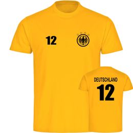 multifanshop Kinder T-Shirt - Deutschland - Adler Retro Trikot 12 - Druck schwarz - Kind