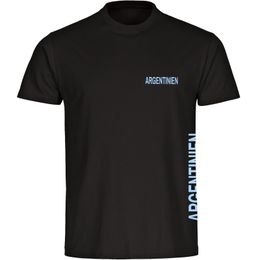 multifanshop Kinder T-Shirt - Argentinien - Brust & Seite - Druck hellblau - Kind