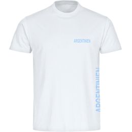 multifanshop Kinder T-Shirt - Argentinien - Brust & Seite - Druck hellblau - Kind