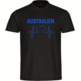 multifanshop Kinder T-Shirt - Australien - Herzschlag - Druck blau - Kind