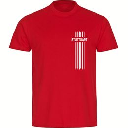 multifanshop Kinder T-Shirt - Stuttgart - Streifen - Druck wei&szlig; - Kind