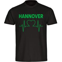 multifanshop Kinder T-Shirt - Hannover - Herzschlag - Druck gr&uuml;n - Kind