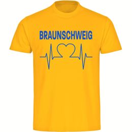 multifanshop Kinder T-Shirt - Braunschweig - Herzschlag - Druck blau - Kind