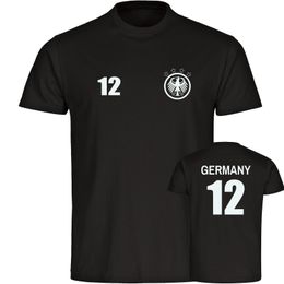 multifanshop Kinder T-Shirt - Germany - Adler Retro Trikot 12 - Druck wei&szlig; - Kind