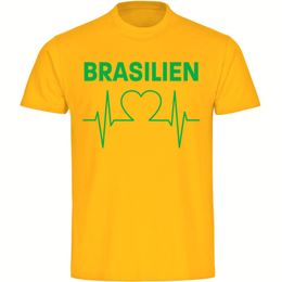 multifanshop Kinder T-Shirt - Brasilien - Herzschlag - Druck gr&uuml;n - Kind