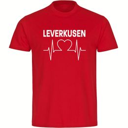 multifanshop Kinder T-Shirt - Leverkusen - Herzschlag - Druck wei&szlig; - Kind
