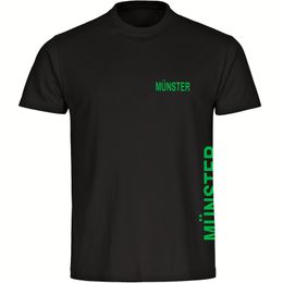 multifanshop Kinder T-Shirt - M&uuml;nster - Brust & Seite - Druck gr&uuml;n - Kind