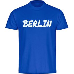 multifanshop Kinder T-Shirt - Berlin blau - Textmarker - Druck wei&szlig; - Kind