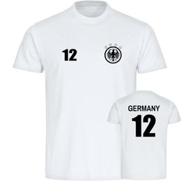 multifanshop Kinder T-Shirt - Germany - Adler Retro Trikot 12 - Druck schwarz - Kind