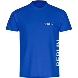 multifanshop Kinder T-Shirt - Berlin blau - Brust & Seite - Druck wei&szlig; - Kind
