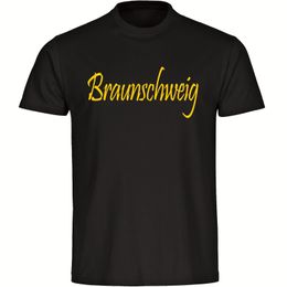multifanshop Kinder T-Shirt - Braunschweig - Schriftzug - Druck gelb - Kind