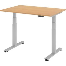 Stehschreibtisch, elektrisch h&ouml;henverstellbar, gerade, BxT 1200 x 800 mm, Buche kaiserkraft