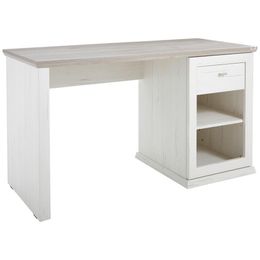 Hom&acute;in Hom`in Schreibtisch, Grau, Wei&szlig;, Holzwerkstoff, 1 Schublade(n) Schubladen, rechteckig, Wange, 59x76x135 cm, Stauraum, Arbeitszimmer, Schreibtische, B&uuml;rotische