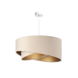 H&auml;ngeleuchte Galaxy, Gold, Beige, Metall, Kunststoff, Textil, oval,oval, 93 cm, Handmade in Europe, Europ&auml;ischer Sicherheitsstandard, Schutzklasse II (Schutzisoliert), Lampen & Leuchten, Innenbeleuchtung, Leuchten nach R&auml;umen, Esstischlampen