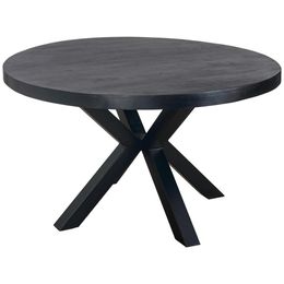 P & B Esstisch, Schwarz, Holz, Metall, Mangoholz, Holz, rund, 130x76x130 cm, Esszimmer, Tische, Esstische, Esstische rund