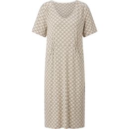 Damen Jerseykleid in Schlupfform, bedruckt sand-dunkeltaupe-bedruckt, Gr&ouml;&szlig;e 44