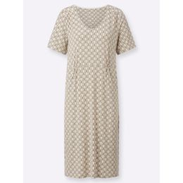 CR&Eacute;ATION L Damen Jerseykleid in Schlupfform, bedruckt sand-dunkeltaupe-bedruckt Gr&ouml;&szlig;e 52