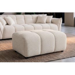 Riess Ambiente Moderner Hocker CLOUD beige Boucl&eacute; Tweed Soft Federkern Fu&szlig;hocker Sitzhocker Riess-Ambiente