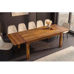 Riess Ambiente Massivholz Esstisch MAKASSAR 160-240cm braun stone finish Sheesham ausziehbar Riess-Ambiente Konferenztisch Esszimmertisch K&uuml;chentisch rechteckig 2...