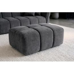 Riess Ambiente Moderner Hocker CLOUD grau Vogue Samtstoff Federkern Fu&szlig;hocker Sitzhocker Riess-Ambiente