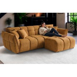 Riess Ambiente XXL Sofa CLOUD 260cm senfgelb Vogue Samtstoff Bigsofa Federkern inkl. Kissen Riess-Ambiente Wohnzimmer Modern Skandinavisch