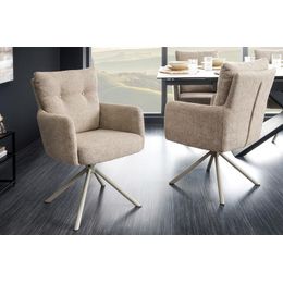 Riess Ambiente Drehbarer Stuhl BIG GEORGE champagner beige Strukturstoff Taschenfederkern Metall Riess-Ambiente Industrie & Loft Modern Retro