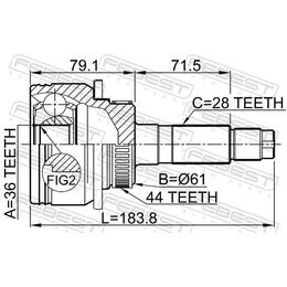 FEBEST Gelenksatz, Antriebswelle 0510bt50a44 Vorderachse f&uuml;r Ford MAZDA