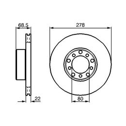 Bosch Bremsscheibe 0986478061 bel&uuml;ftet 278mm 22mm f&uuml;r Mercedes