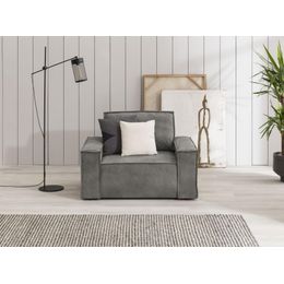 Sessel OTTO HOME "SHERWOOD, Love-Seat in 3 Stoffarten verf&uuml;gbar", grau (dunkelgrau), B:120cm H:85cm T:86cm, 100% Polyester, Sessel, Sessel, passend zur Polster-Serie SHERWOOD