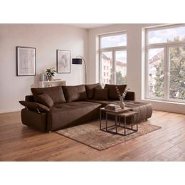 Ecksofa Collection AB "Funtastic, Breite 213 cm", kaffeebraun, B:213cm H:41cm T:166cm, 100%Polyester, Sofas, Ecksofa, mit Schlaffunktion, Bettkasten, Armverstellung und Bonnelfederkern