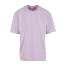 T-Shirt Karl Kani "Karl Kani Small Signature Essential Pinstripe Tee", Jungen, Gr. L, lila (violet), 100% Baumwolle, bedruckt, oversize, Rundhals, Shirts T-Shirt
