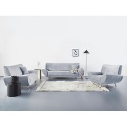 Polstergarnitur Home Affaire "Saltare elegant & komfortabel,, 3-2-1, bequem, Designfu&szlig;", grau (grau, blau), H:78cm T:82cm, 100% Polyester, Sitzm&ouml;bel-Sets