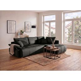 Ecksofa Collection AB "Funtastic, Breite 213 cm", anthrazit, B:213cm H:41cm T:166cm, 100%Polyester, Sofas, Ecksofa, mit Schlaffunktion, Bettkasten, Armverstellung und Bonnelfederkern
