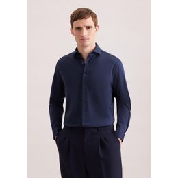 Businesshemd Seidensticker "Schwarze Rose", Herren, Gr. L (42), normale &Auml;rmell&auml;ngen, dunkelblau, 50% Baumwolle, 50% Modal, unifarben, regular fit, 2-Knopf-Manschette, Hemden, Regular 1/1 Kentkragen Uni