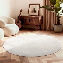 Villeroy & Boch Teppich VILLEROY & BOCH "Wollteppich Kivi", wei&szlig; (natur creme), H:17mm &Oslash;:200cm, Nylon, Wolle, Teppiche, Teppich, Handgewebt, Wolle, Bord&uuml;re, Einfarbig, L&auml;ufer, Wohnzimmer, Organisch
