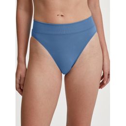 Slip Calida "Elastic", Damen, Gr. XS (36/38), blau (riviera blau), Single Jersey, Obermaterial: 94% Baumwolle, 6% Elasthan, k&ouml;rpernah, Unterhosen Slip, breiter Softbund, elastisch, Single Jersey, atmungsaktiv, weich