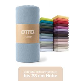 Spannbettlaken OTTO HOME "BLACKBERRY in BASIC und PREMIUM Qualit&auml;t, 100% Baumwolle", blau (taubenblau), B:160cm L:200cm, Jersey (110 g/m&sup2;), Obermaterial: 100% Baumwolle, Bettlaken, Spannbettlaken, f&uuml;r hohe Matratzen bis 28 cm, Bettlaken, Spannbetttuch, pflegeleicht, Topseller