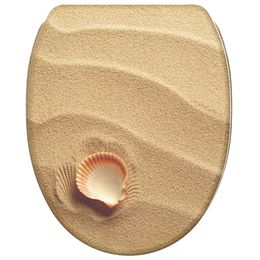 WC-Sitz Sanilo "Clam mit Absenkautomatik & Quick Release", beige (sand), B:37,7cm L:47cm, MDF - Mitteldichte Holzfaserplatte, WC-Sitze, Premium Toilettendeckel, abnehmbar, leichte Montage von oben