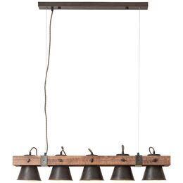 Brilliant Pendelleuchte "Plow", schwarz (schwarz stahl, holz), 5, H: 115cm, 1 Stk., Leuchten, H&auml;ngelampe 5flg, schwenkbar, stahl/holz, Pendelleuchte