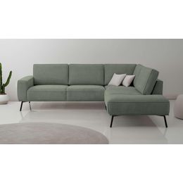 Ecksofa OTTO HOME "Vosby", gr&uuml;n, B:260cm H:85cm T:208cm, 90% polyester, 10% nylon, Sofas, Ecksofa, 260 cm, Chenille, mit dekorativer Kedernaht, Wellenunterfederung, Topseller
