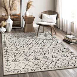 Teppich Sanat "Boho 8200", creme, B:80cm H:10mm L:200cm, Kunstfaser, Teppiche, Teppich, Kurzflor, robust, Boho, Scandic, f&uuml;r Fussbodenheizung geeignet