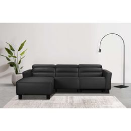 Ecksofa Home Affaire "Carpari, L-Form, 263 cm, manuelle o. elektrische Relaxfunktion", schwarz, B:263cm H:97cm T:179cm, Sofas, Ecksofa, USB A/C und Kopfteilverstellung