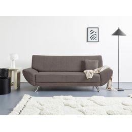 3-Sitzer Home Affaire "Saltare elegant & komfortabel, toller Designfu&szlig;, bequem, Breite 205cm", grau (anthrazit), B:205cm H:78cm T:82cm, 100% Polyester, Sofas
