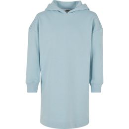 Sweatkleid Urban Classics "Urban Classics Damen Girls Oversized Terry Hoody Dress", M&auml;dchen, Gr. 134/140, Normalgr&ouml;&szlig;en, oceanblau, 65% Baumwolle, 35% Polyester, unifarben, oversize, ohne Ausschnitt, Kleider Sweatkleid